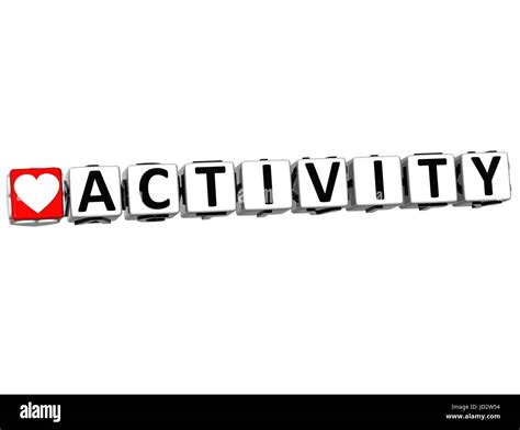 3d Love Activity Button Click Here Block Text Over White Background