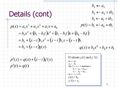 polynomials content evaluation root finding root bracketing interpolation