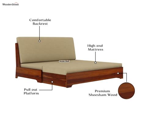 Buy Della Sheesham Wood Sofa Cum Bed Without Armrests Honey Irish Cream At 30 Off Online