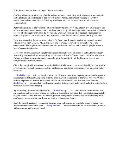Importance Of Referencing In Literature Review Pdf Essays Citation