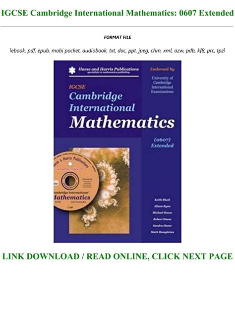 [pdf] Igcse Cambridge International Mathematics 0607 Extended Full Pages