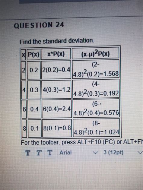 solved question 24 find the standard deviation p x x p x