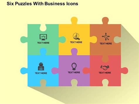 Six Puzzles With Business Icons Flat Powerpoint Design Presentation PowerPoint Diagrams PPT