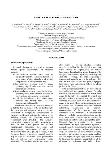 Pdf Sample Preparation And Analysis