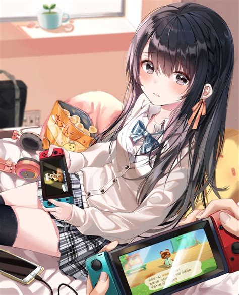 Anime Girl Playing Video Games