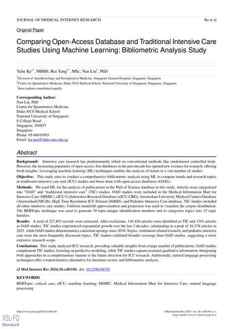Pdf Comparing Open Access Database And Traditional Intensive Care