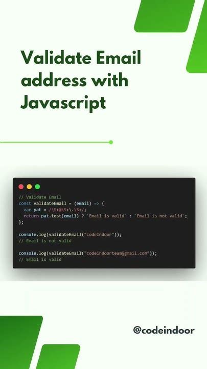 Validate Email Address With Javascript Javascript Codeindoor Js