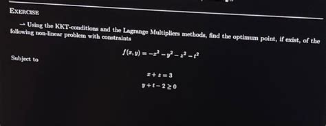 Solved → Using The Kkt Conditions And The Lagrange