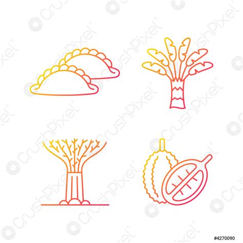 Plants In Singapore Gradient Linear Vector Icons Set Stock Vector
