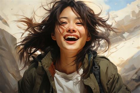 Premium Ai Image A Woman With Her Hair Blowing In The Wind
