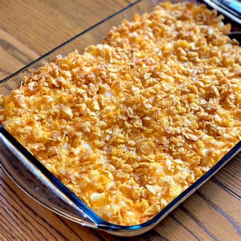 Funeral Potatoes Cheesy Potato Casserole Topped With Corn Flakes