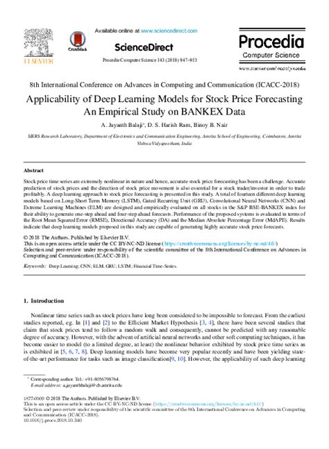 pdf applicability of deep learning models for stock price forecasting