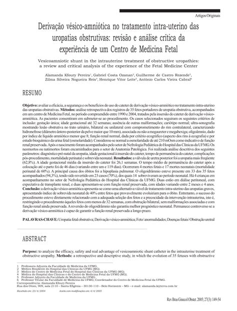 Pdf Vesicoamniotic Shunt In The Intrauterine Treatment Of Obstructive