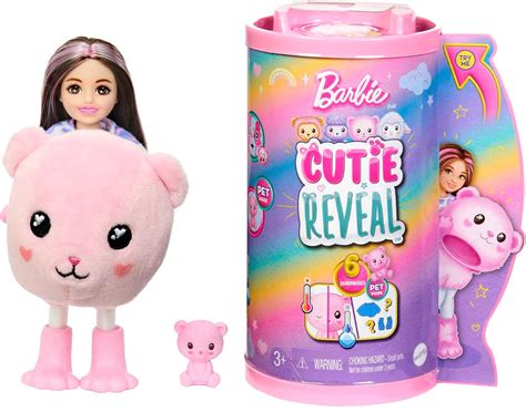 Barbie Chelsea Cutie Reveal Small Doll With Teddy Bear Costume