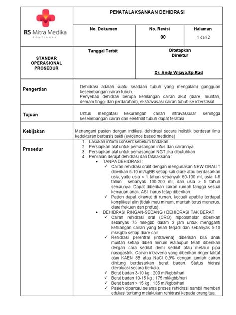 Standar Penatalaksanaan Dehidrasi Pdf