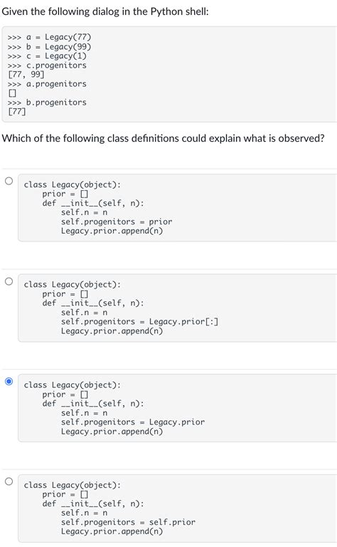 Solved Given The Following Dialog In The Python Shell Chegg Com