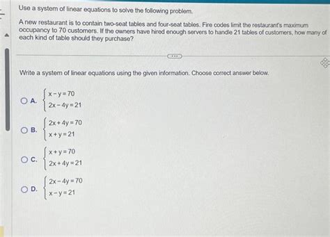 Solved Use A System Of Linear Equations To Solve The Chegg