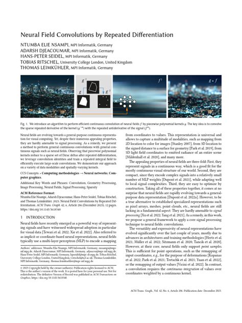 Neural Field Convolutions By Repeated Differentiation Pdf Convolution Integral