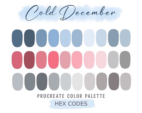 Cold December Procreate Color Palette Hex Codes Procreate Swatches