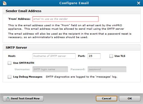 Configuring Email For A Vmpro Appliance
