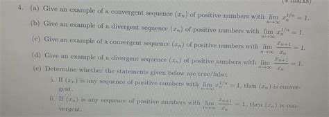 solved 4 a give an example of a convergent sequence 2n