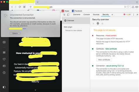 Ssl Unprotected Connection To Web Page Stack Overflow