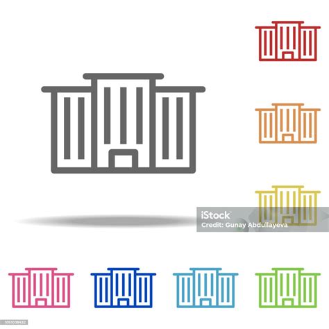 사무실 건물 아이콘입니다 멀티에서 건물의 요소 아이콘 색깔 정보 그래픽 모바일 응용 프로그램 웹 디자인 웹 사이트에 대 한 간단한 아이콘 0명에 대한 스톡 벡터 아트 및