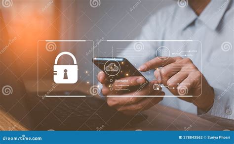 Businesswomen Protect Personal Information Cybersecurity Concept User Authentication System