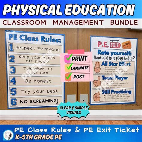 Pe Classroom Management Bundle Class Rules Poster Exit Ticket Pe