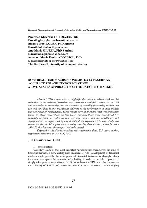 Pdf Does Real Time Macroeconomic Data Ensure An Accurate Volatility Forecasting A Two States