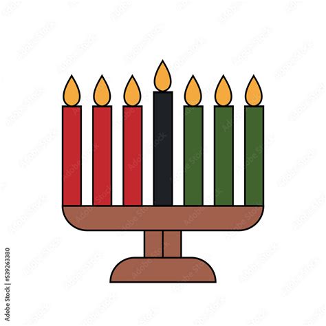 Simple Minimalist Outline With Color Icon Of Kwanzaa Kinara Candle