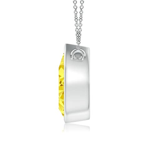 Bezel Set Pear Shaped Lab Grown Fancy Intense Yellow Diamond Solitaire