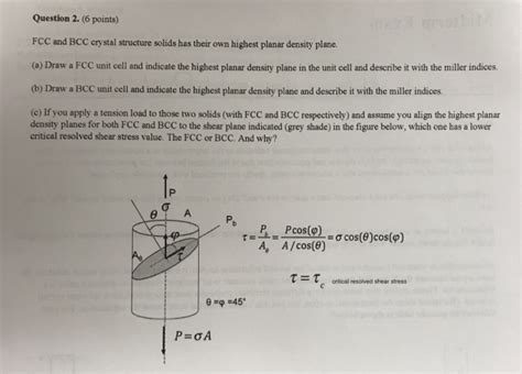 Solved Question Points FCC And BCC Crystal Structure Chegg