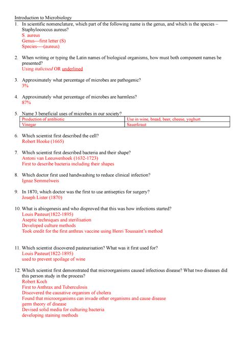 Foundations Of Biomedical Science Lecture Notes Week 1 Introduction To Microbiology In