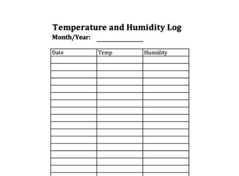 Printable Temperature And Humidity Log Template Prntbl Concejomunicipaldechinu Gov Co