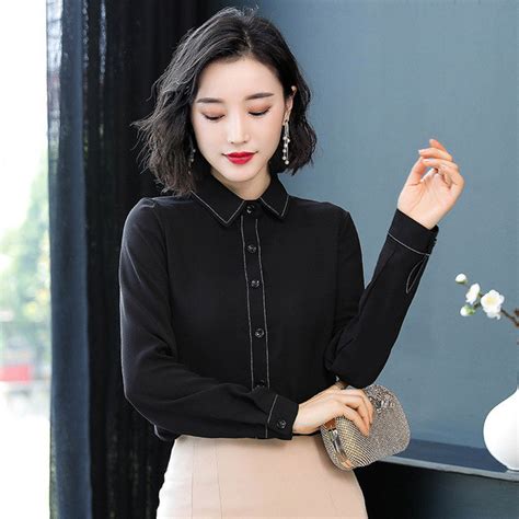 Badubg Стилна дамска риза с дълъг ръкав в черен и бял цвят Badubg