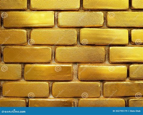 Gold Bricks Wall Texture Golden Brickwall Background Royalty Free Stock