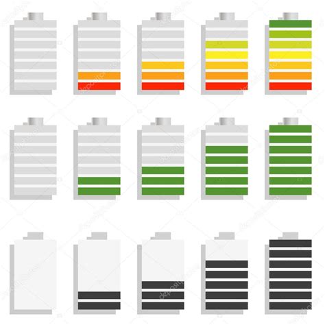 Battery Level Indicator Icons Set Stock Vector Vectorguy