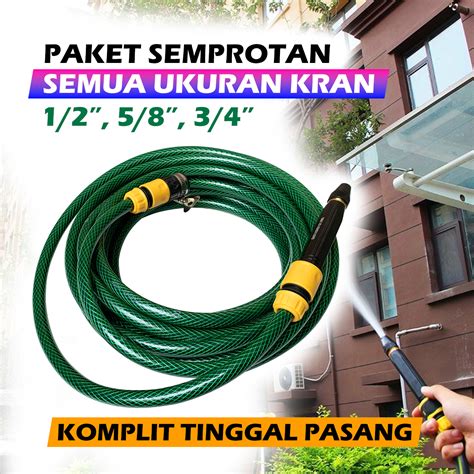 Paket Selang Air Serat Benang Komplit Anti Tekuk Plus Nosel Semprotan New Upgrade Universal Kran