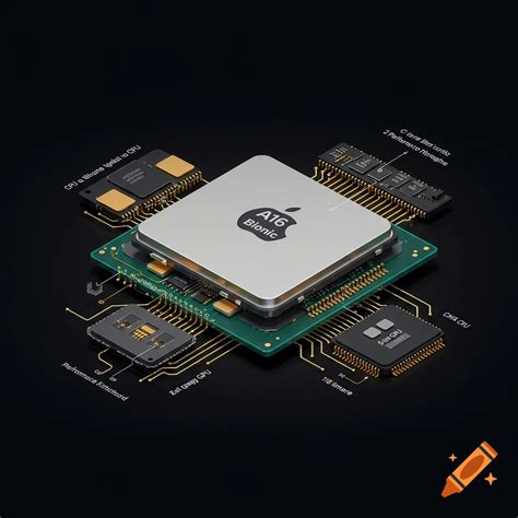 Isometric View Of An Apple A16 Bionic Chip On A Circuit Board With