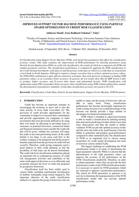 Pdf Improved Support Vector Machine Performance Using Particle Swarm