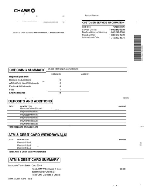 Chase B Statement Pdf Debit Card Automated Teller Machine