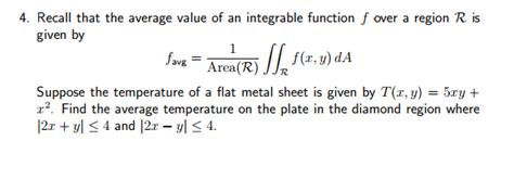 Solved Recall That The Average Value Of An Integrable Chegg