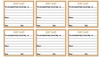 Exit Slips Exit Ticket By Teachermum TPT