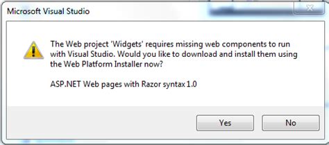 Visual Studio Is Prompting To Install ASP NET Web Pages With Razor