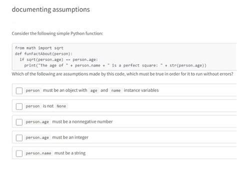 Solved Documenting Assumptions Part 2 If You Were Writing