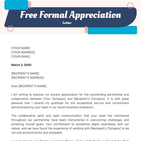 Letter Of Appreciation Template Pl