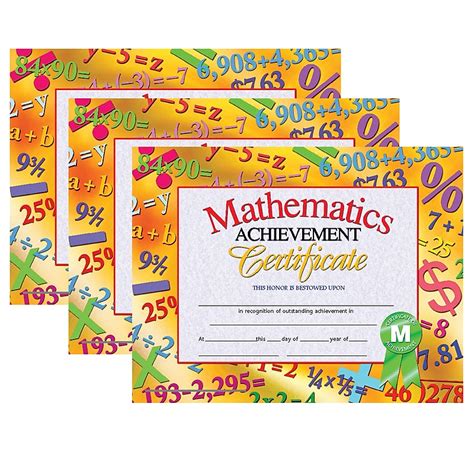 Hayes Publishing Mathematics Achievement Certificate 30 Per Pack 3 Packs H Va681 3 Image 1
