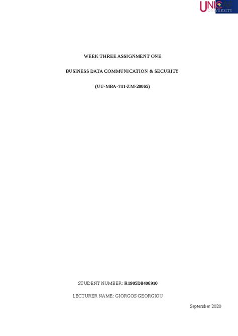 Week 3 Assignment 1 Business Comunication And Security Week Three