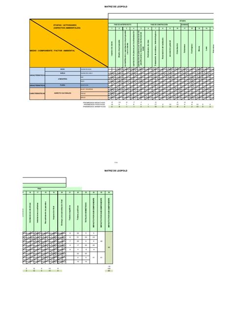 Modelo Matriz De Leopold Excel Pdf